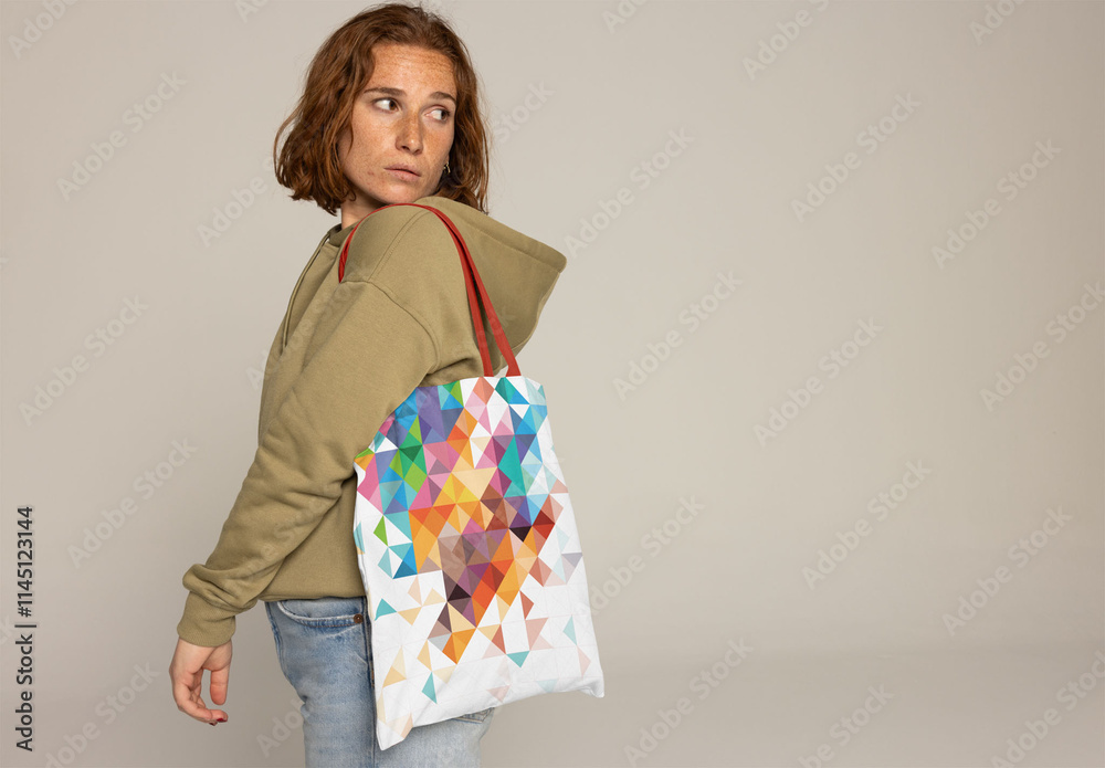 Customizable Tote Bag Showcased by Woman With Red Hair and Freckles ...