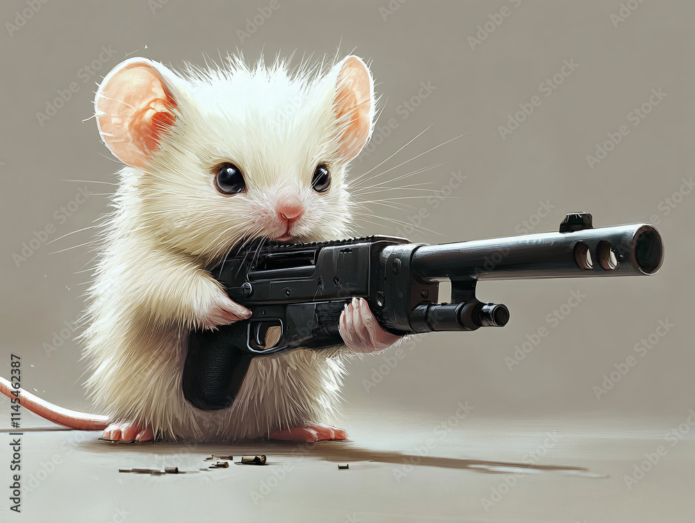 Adorable mice shotgun artistic illustration military adventurous ...