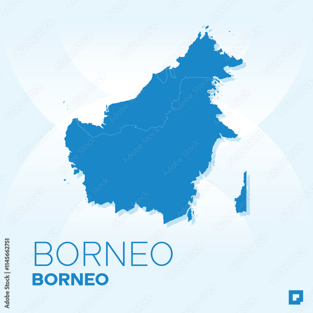 Borneo vector map, Vector map of Borneo, editable eps, AI files, Vector illustration of Borneo ...