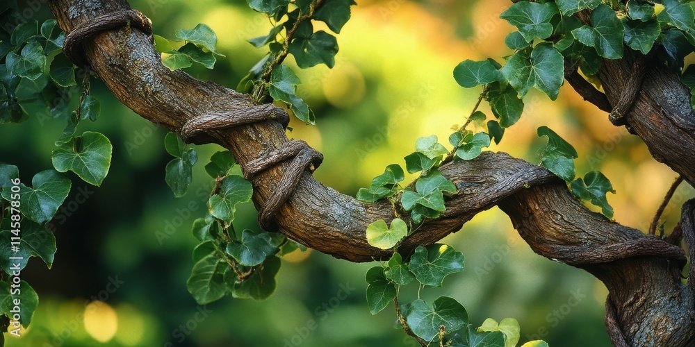 Vines or climbers elegantly wrapped around trees create a natural ...