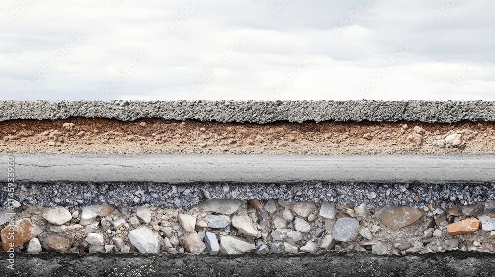 Asphalt road cross section showcasing repair and reconstruction work ...