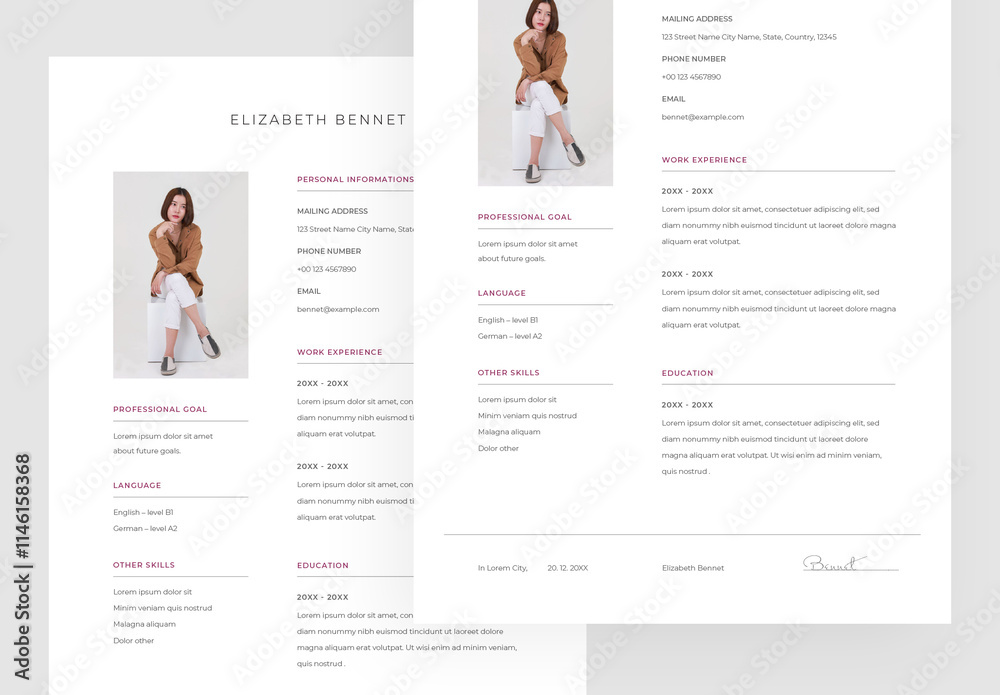 Simple A4 Resume Layout Stock Template | Adobe Stock