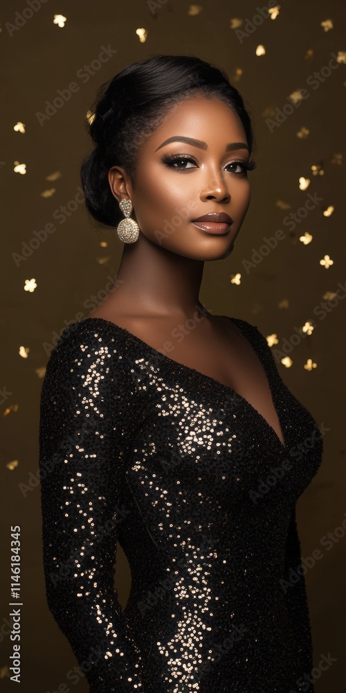 Beautiful woman poses at party night photo.Fictional Character Created ...