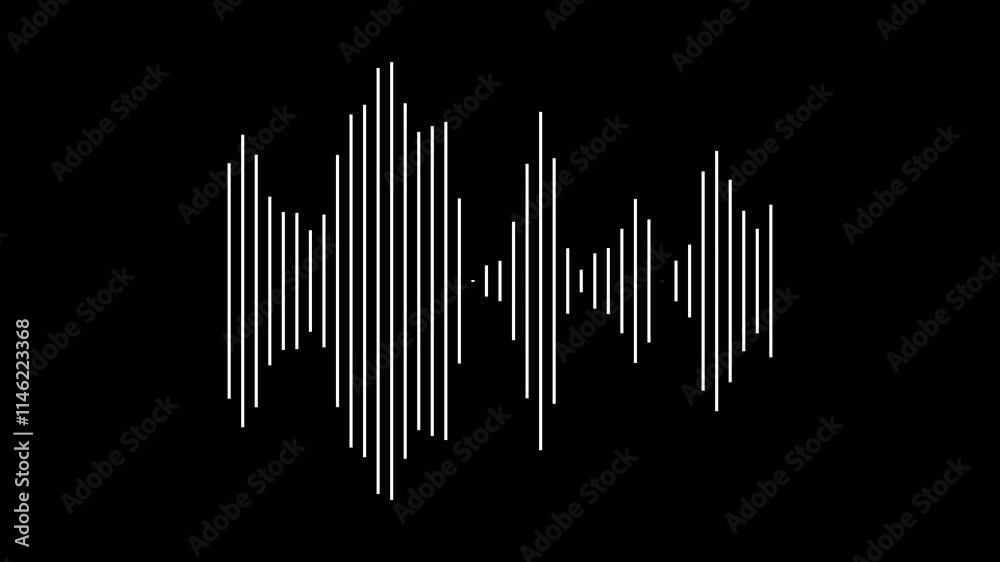 Line audio wave visualization voice record, sound wave animation on ...