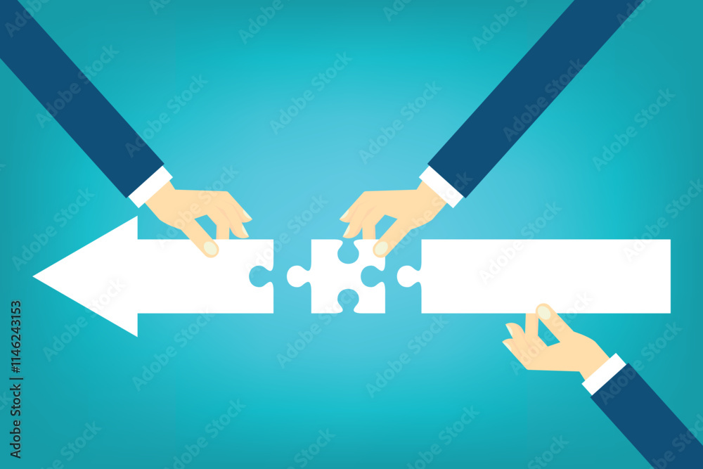 Teamwork working together to success, cooperation or team building ...