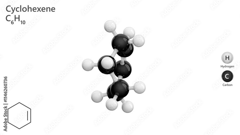 Vidéo Stock Cyclohexene. Cyclic alkene. Animated 3D model of a molecule ...