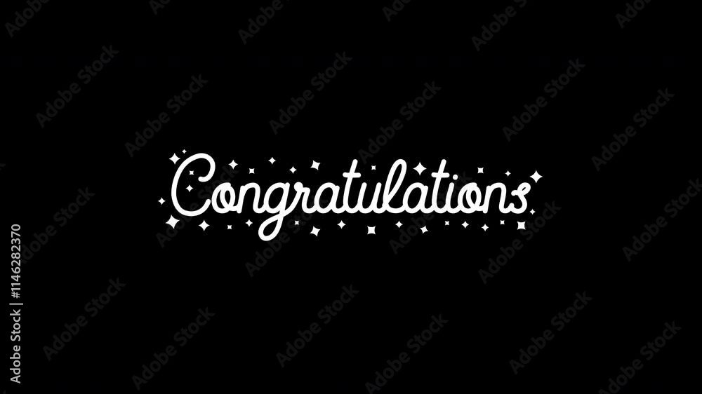 Congratulations Handwritten Animation in white color. Transparent ...