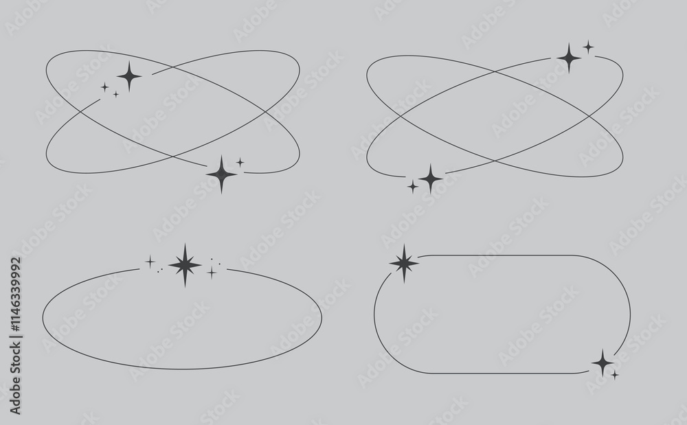 Magic celestial arch frames and borders, y2k shapes of vector line minimal boho stars, moon, sun ...