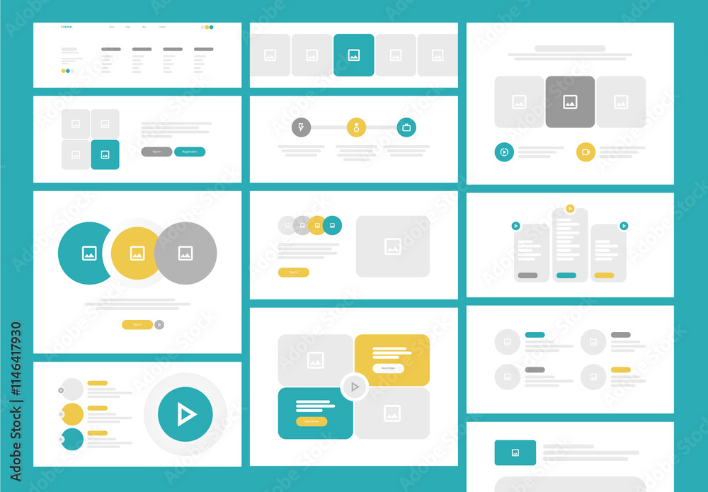Corporate Website Header Footer Landing Page Wireframe Design Stock ...