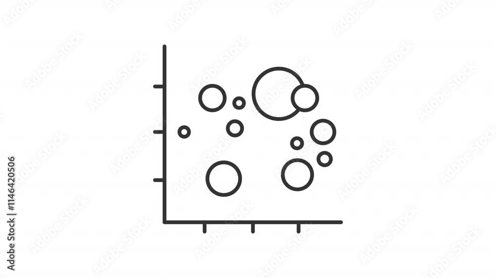 Animated bubble chart icon. Floating circles diagram line animation ...