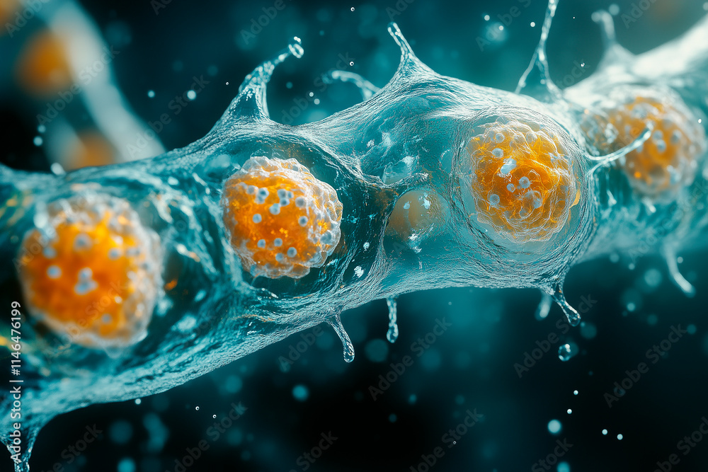Hyper-realistic microscope photo of cell division process Stock ...
