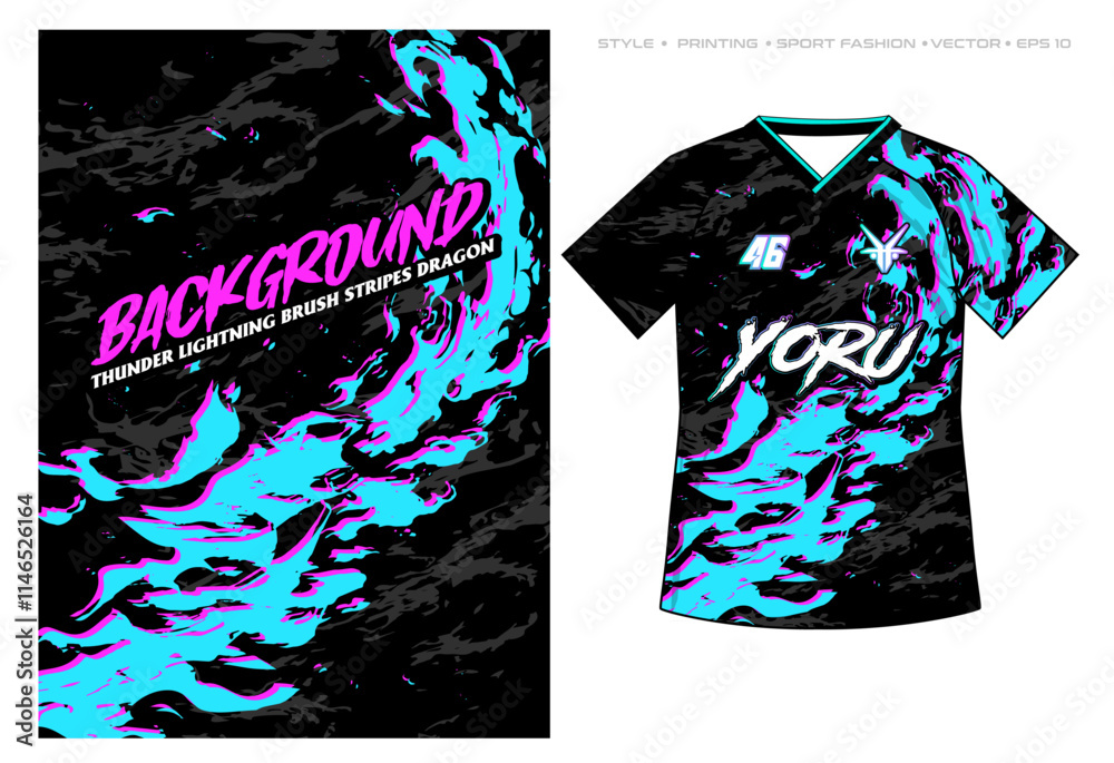 flame flare dragon teal pink sublimation jersey design pattern decal ...