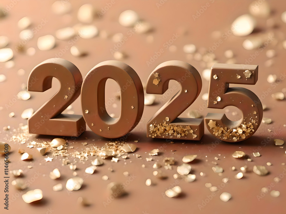 ภาพประกอบสต็อก 2025 New year. Realistic 3d numbers. Selective focus ...