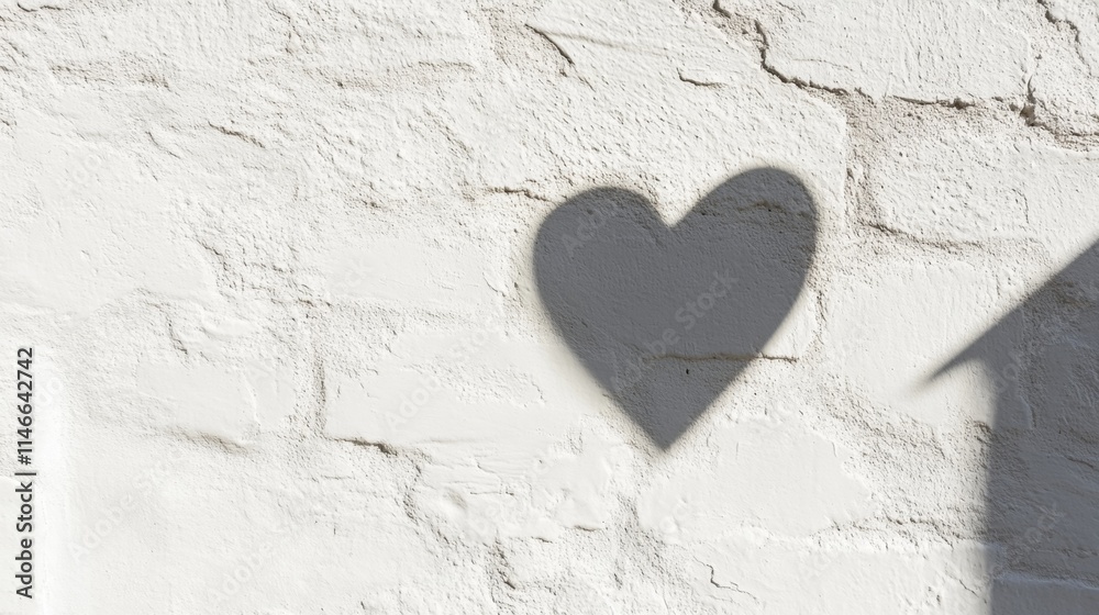 Heart-Shaped Shadow on White Brick Wall: Minimalist Love Symbol ...