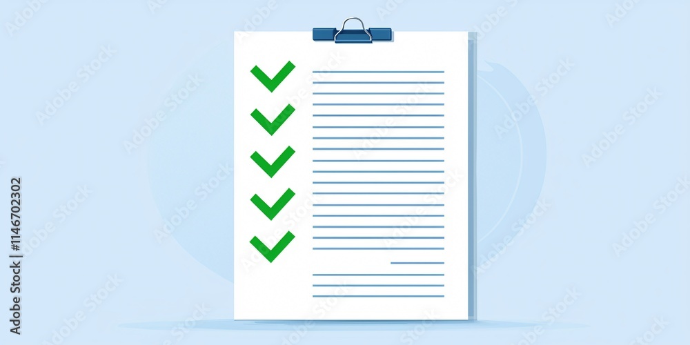 Checklist and decision making. Checklist with green checkmarks on a ...