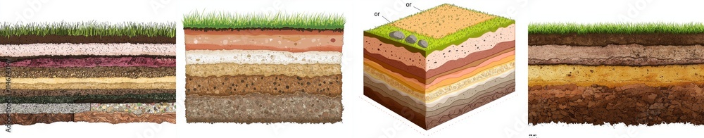 A visual representation of soil layers in cross-section: earth geology ...