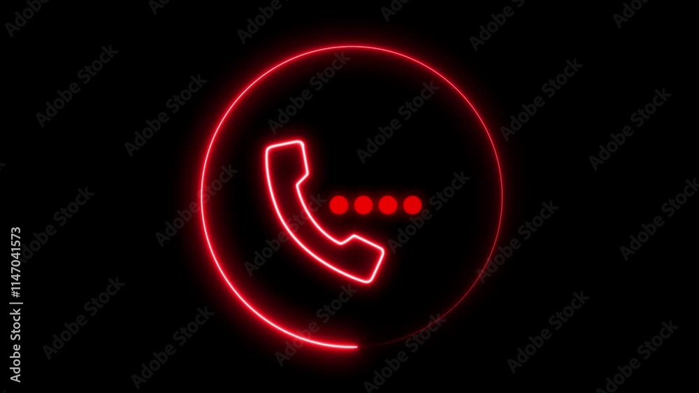 Neon call icon voice animation on black background Neon glowing call ...