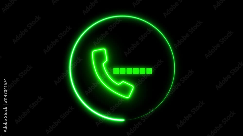 Neon call icon voice animation on black background Neon glowing call ...