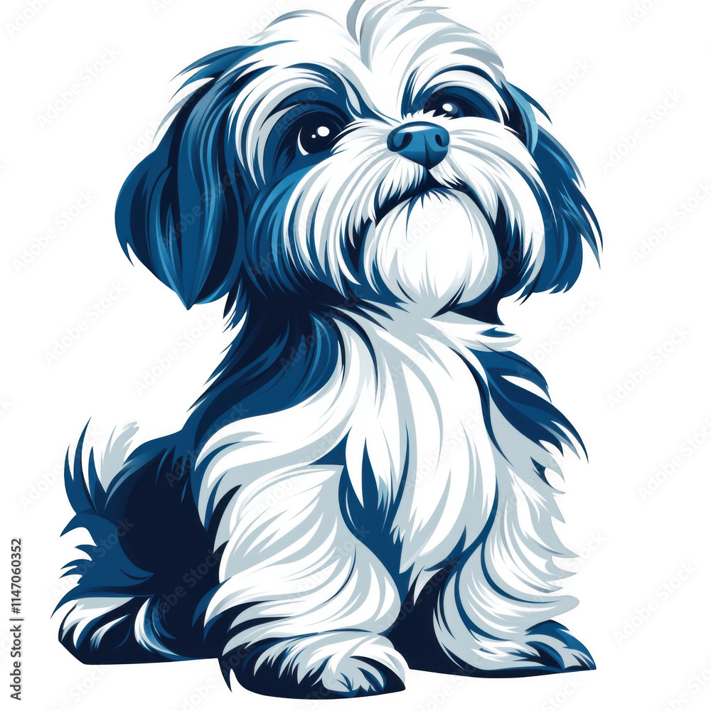 Blue icon of Shih Tzu dog isolated on a transparent background ...