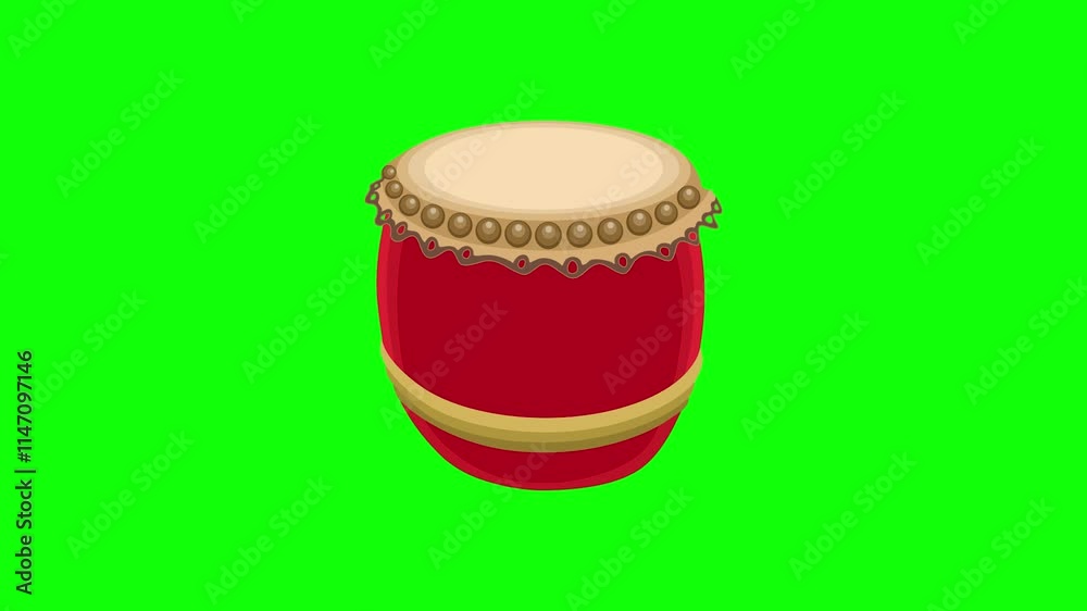 Chinese Lion Dance Drum animation. chinese Music Instrument motion on ...