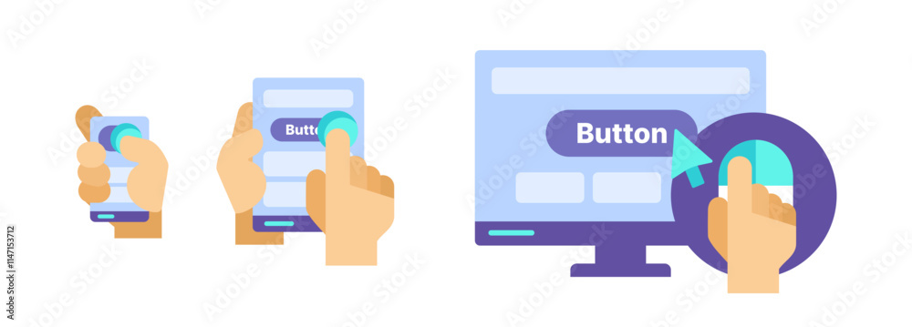 hand holding computer mouse, platform, product, application, design ...