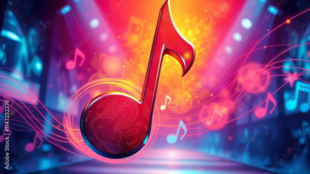 Dynamic Music Note Digital Art - High Resolution Album Cover Design ...
