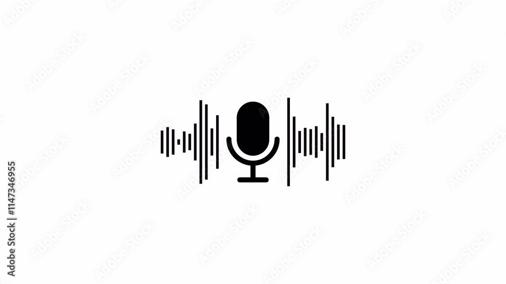 Line audio wave visualization voice record, sound wave animation on ...