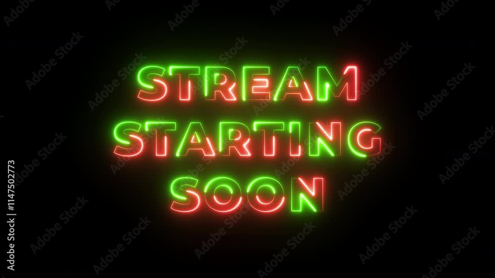 Stream starting soon neon text animation suitable for video live ...