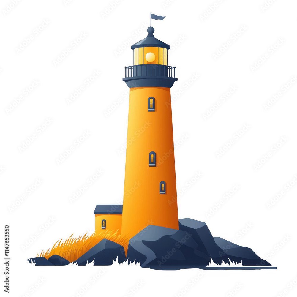 orange icon of Lighthouse isolated on a transparent background ...