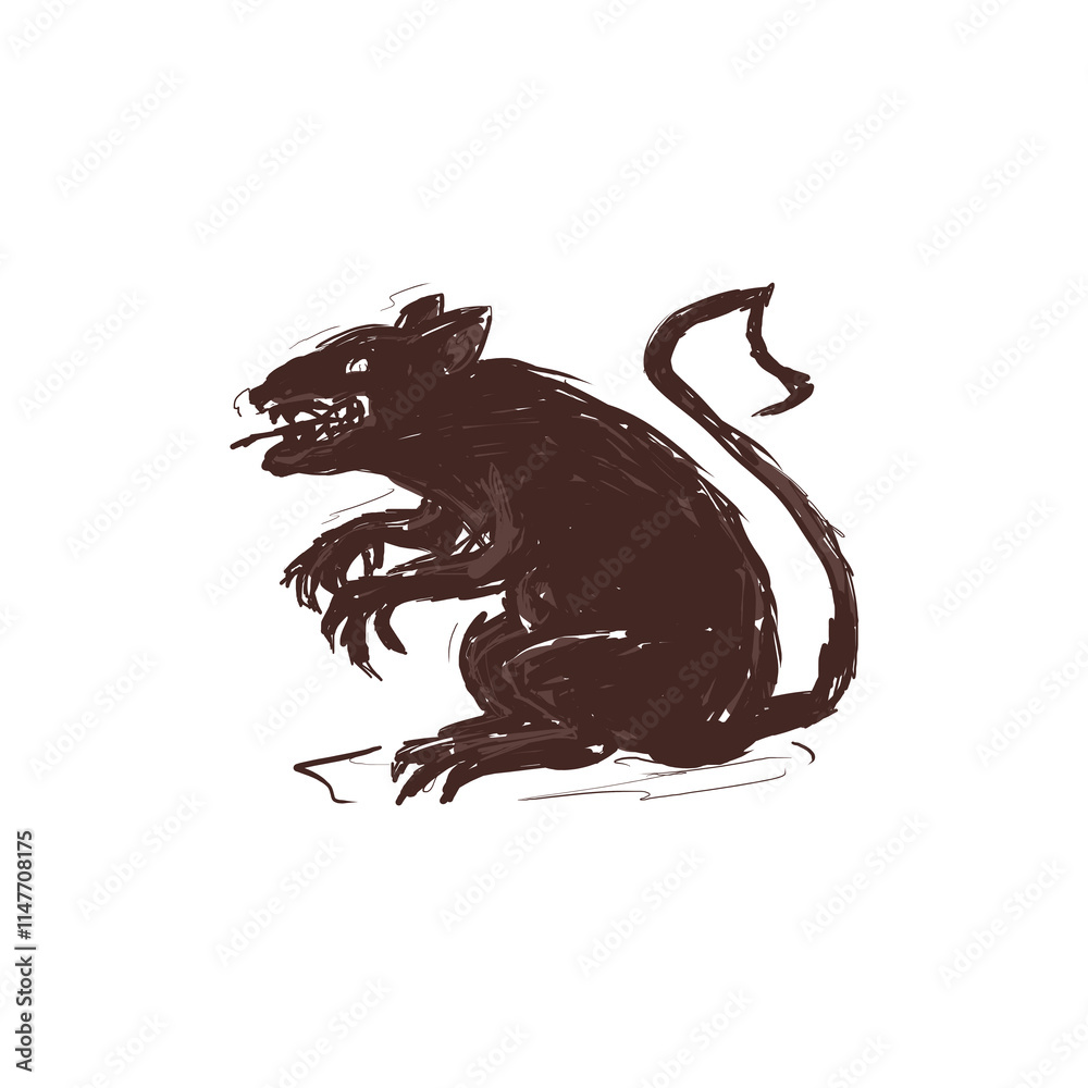 fierce and dark rat-like creature, ideal for fantasy, adventure, or ...