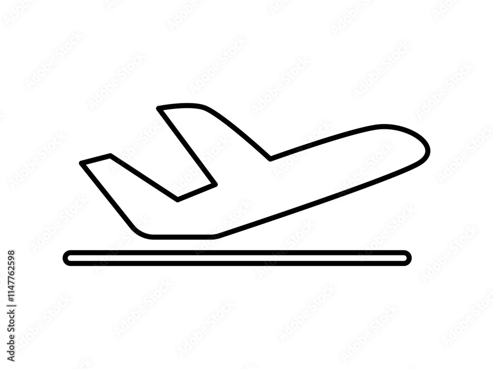 airplane taking off icon, simple flat style, illustration, logo sign ...