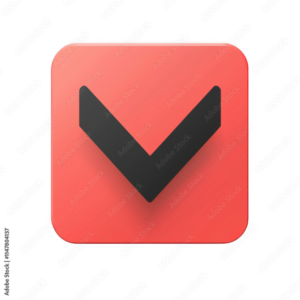 Red icon of Check isolated on a transparent background Minimalist flat ...