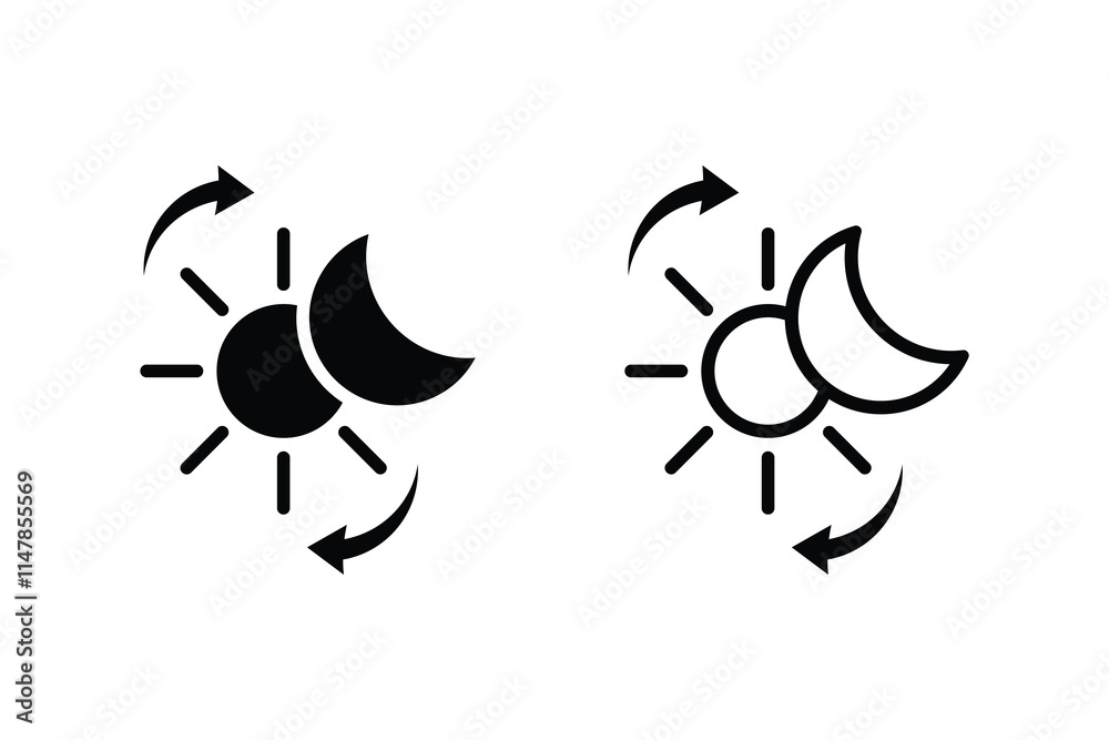 Vector icons for day and night switches, dark and light mode switcher ...