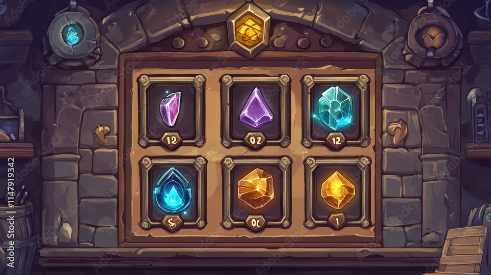 Game ui profile, user menu interface 2d graphic design with frame for ...