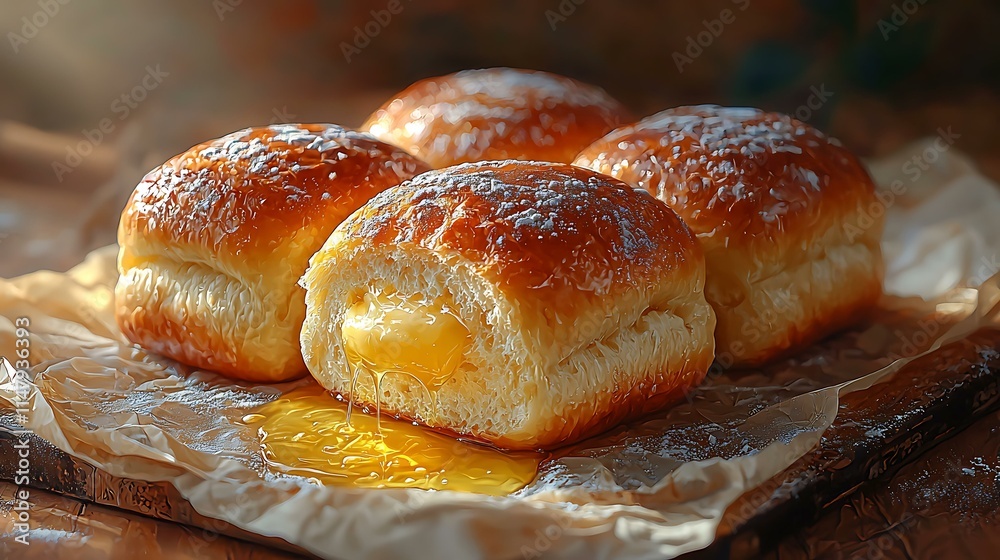 Photo & Art Print Soft bread rolls with a pat of melting butter ...