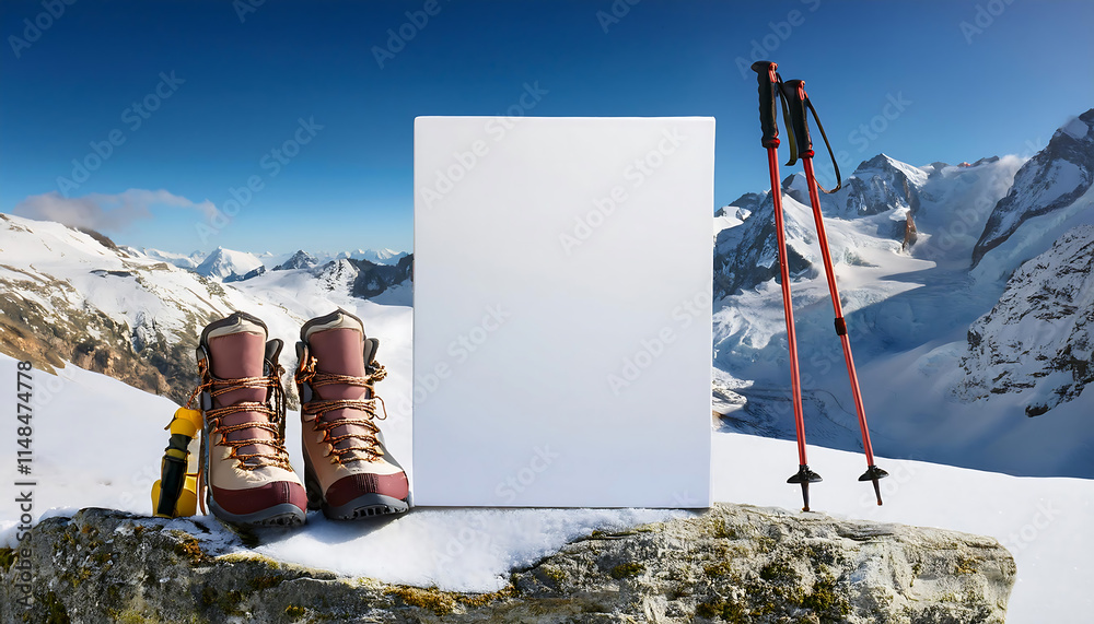 A striking white magazine cover mock-up stands on a stone ledge amidst ...