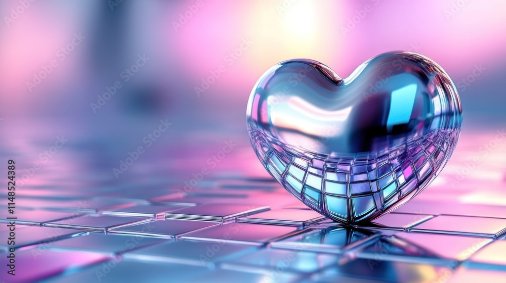 Y2K-inspired banner with a blur gradient heart background, futuristic ...