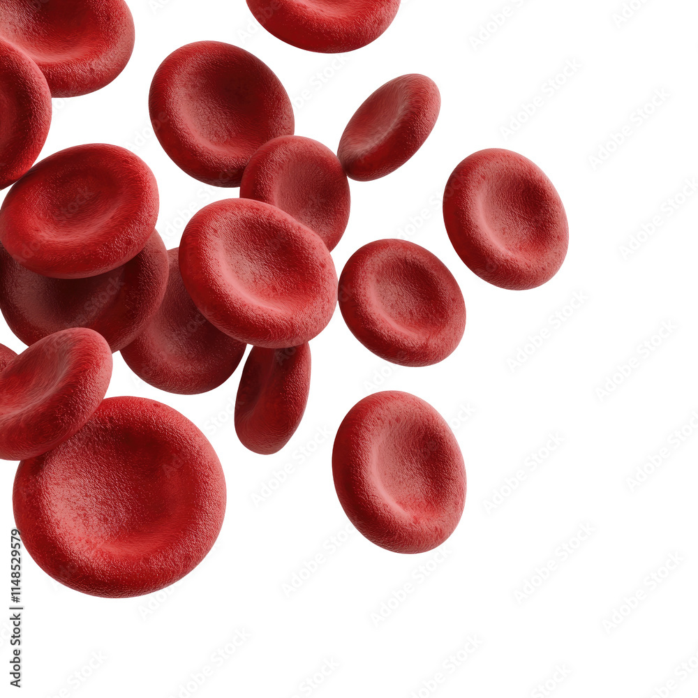 Red blood cells with hemoglobin on transparent background scientific ...