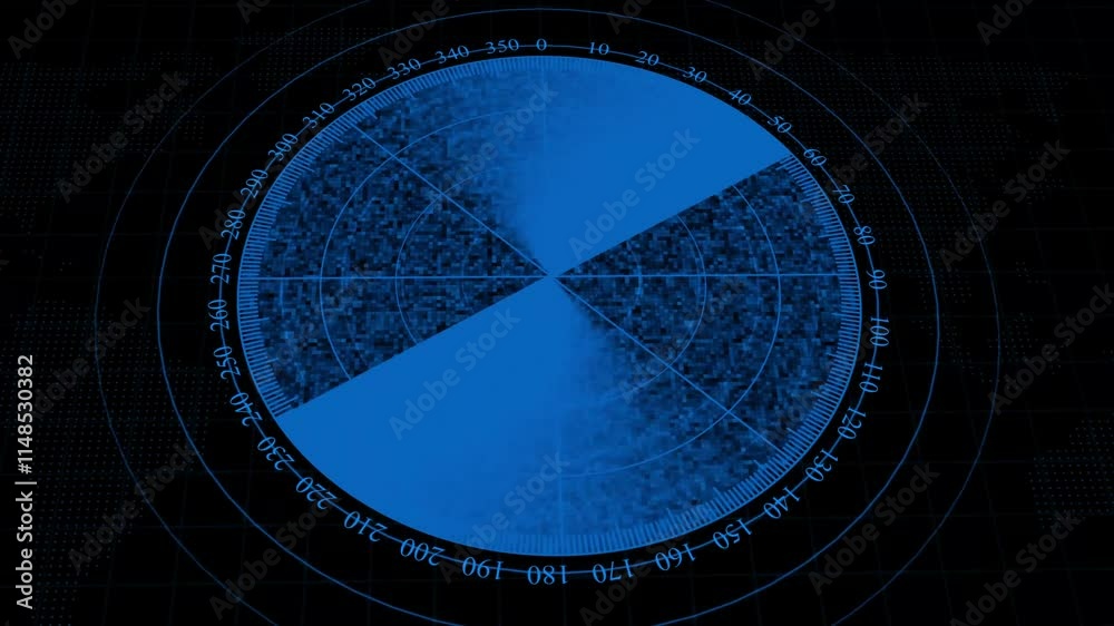 Scanning radar screen on world map Green color digital technology radar ...
