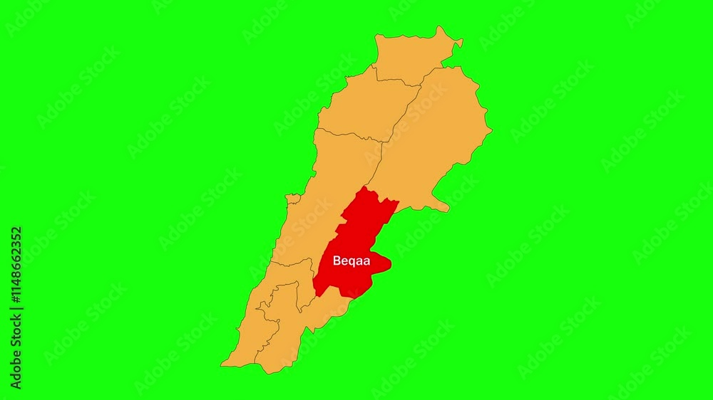 Beqaa map animated video. The location is highlighted on the Lebanon ...