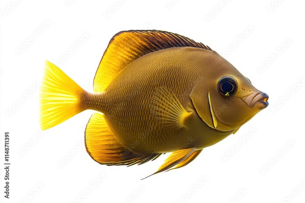 A stunning brown tang known as the scopas tang on a plain white ...