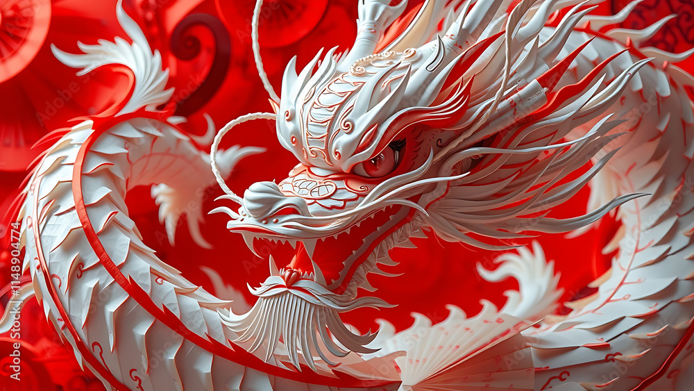 Chinese New Year 2025 greeting card. Bright red asian year of the ...