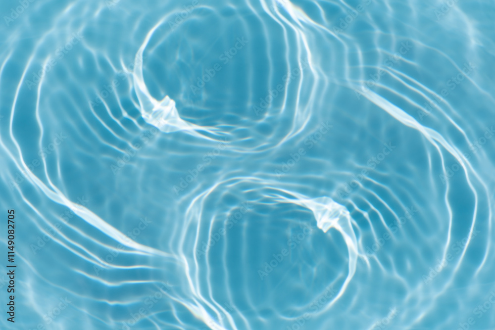 Blue water with ripples on the surface. Defocus blurred transparent ...