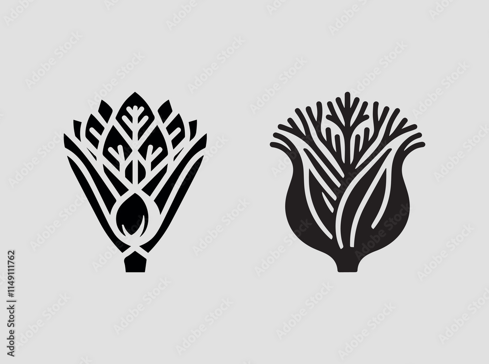 Fennel vector silhouette art illustration icon set Fennel eps vector ...