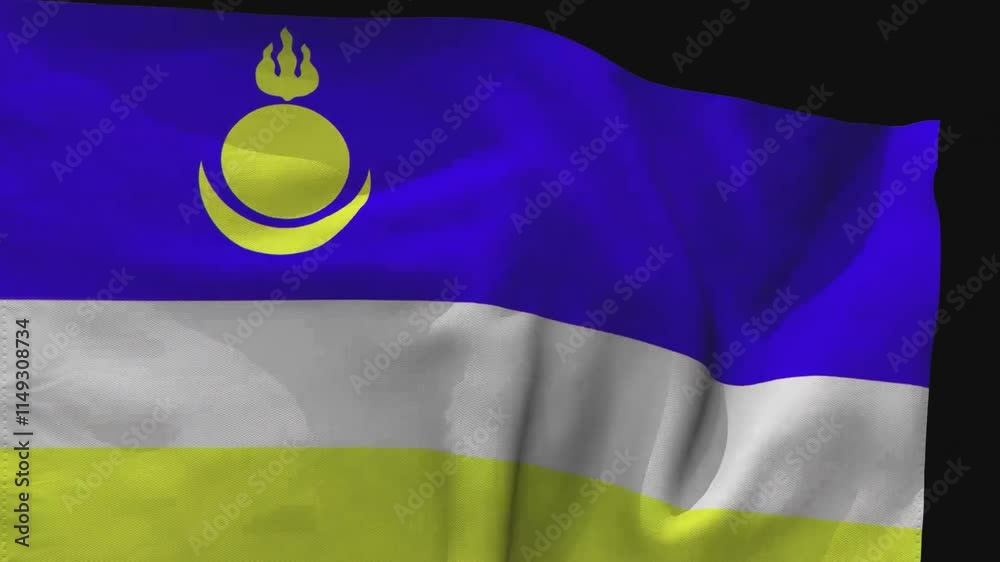 The Blue, White, and Yellow Horizontal Stripes with a Soyombo Symbol ...