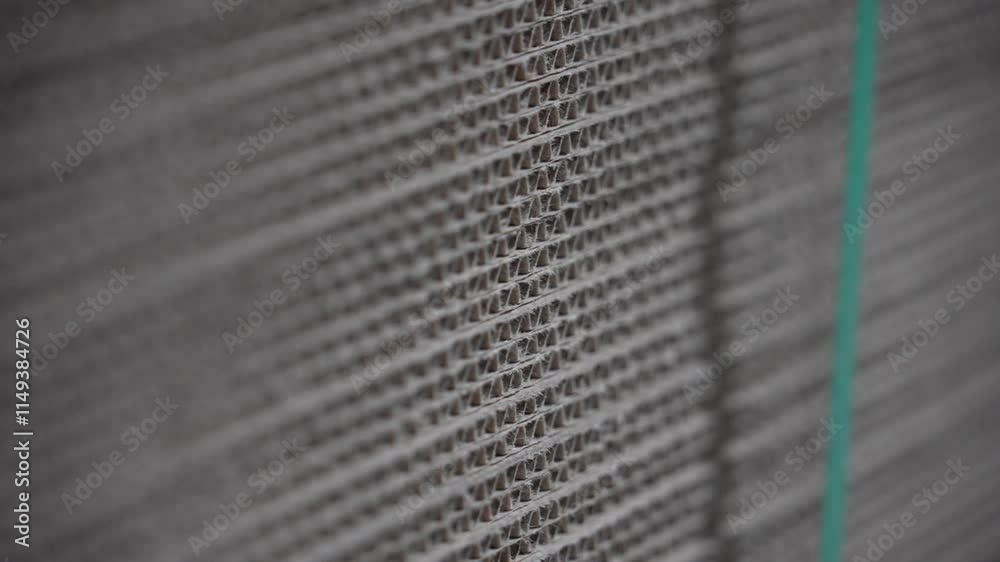 Perforated sheets of corrugated cardboard are stacked on pallets ...