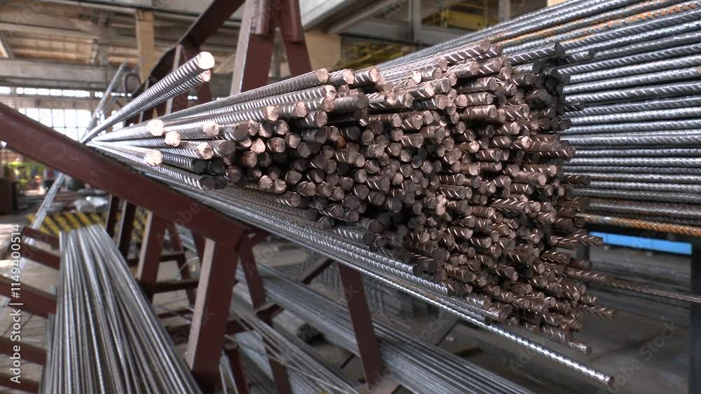 Reinforcing bars with a periodic profile in the packs are stored in the ...