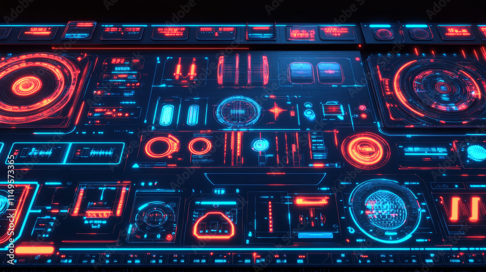 Stream overlay, mmo game menu, neon space ui frame. Yellow, purple and ...