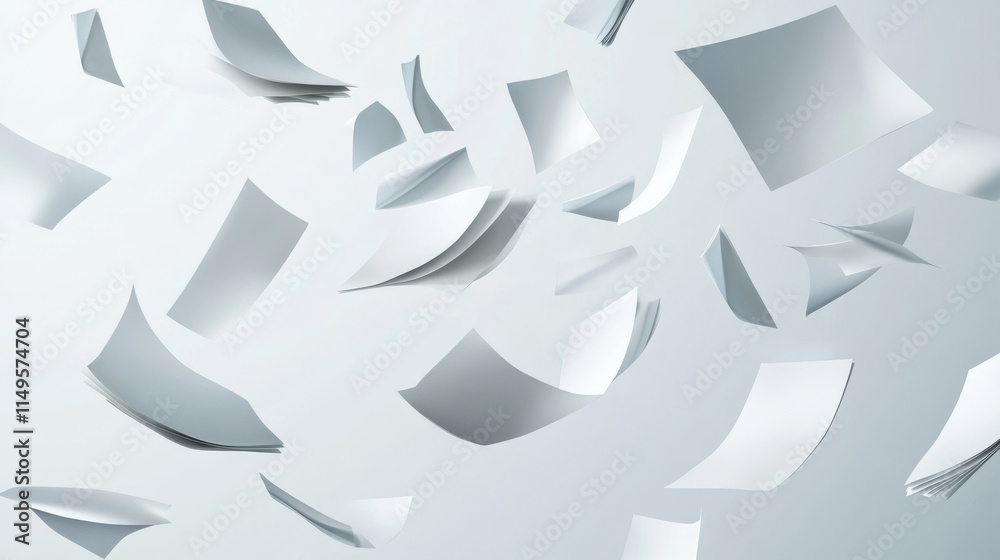 Flying paper sheet in different angles of view. Realistic 3d vector ...