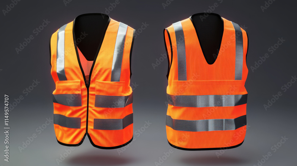 Fotografía Yellow safety vest with reflective stripes, uniform for ...